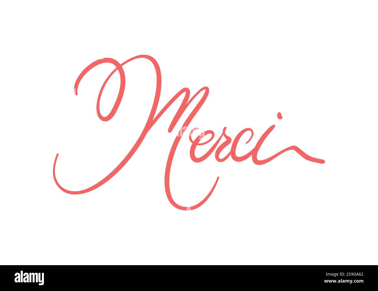 Merci card. Hand drawn thank you quote. Modern brush calligraphy ...