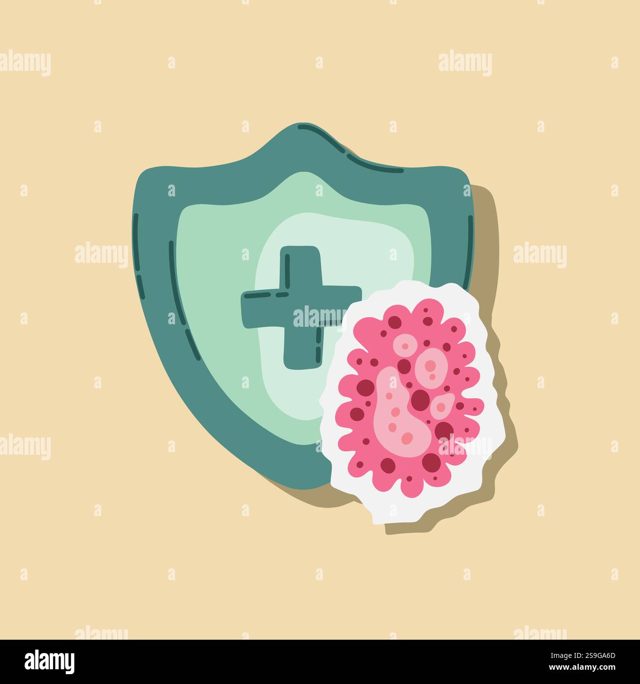 Guard shield attacked by virus, germs and bacteria. Immune system and ...