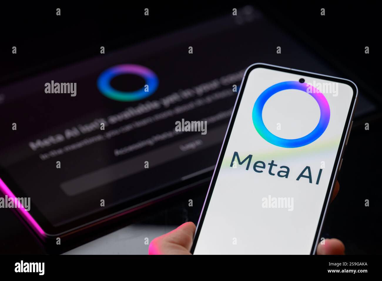 Meta AI logo is being displayed on a mobile phone with Meta AI app seen ...