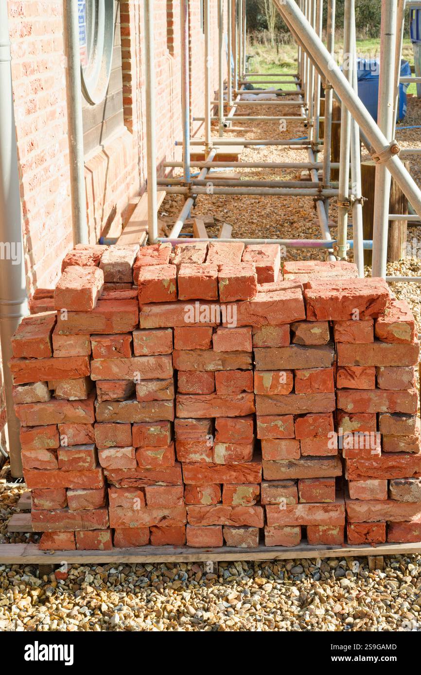 Building ones own home. House building work. Construction of a timber ...