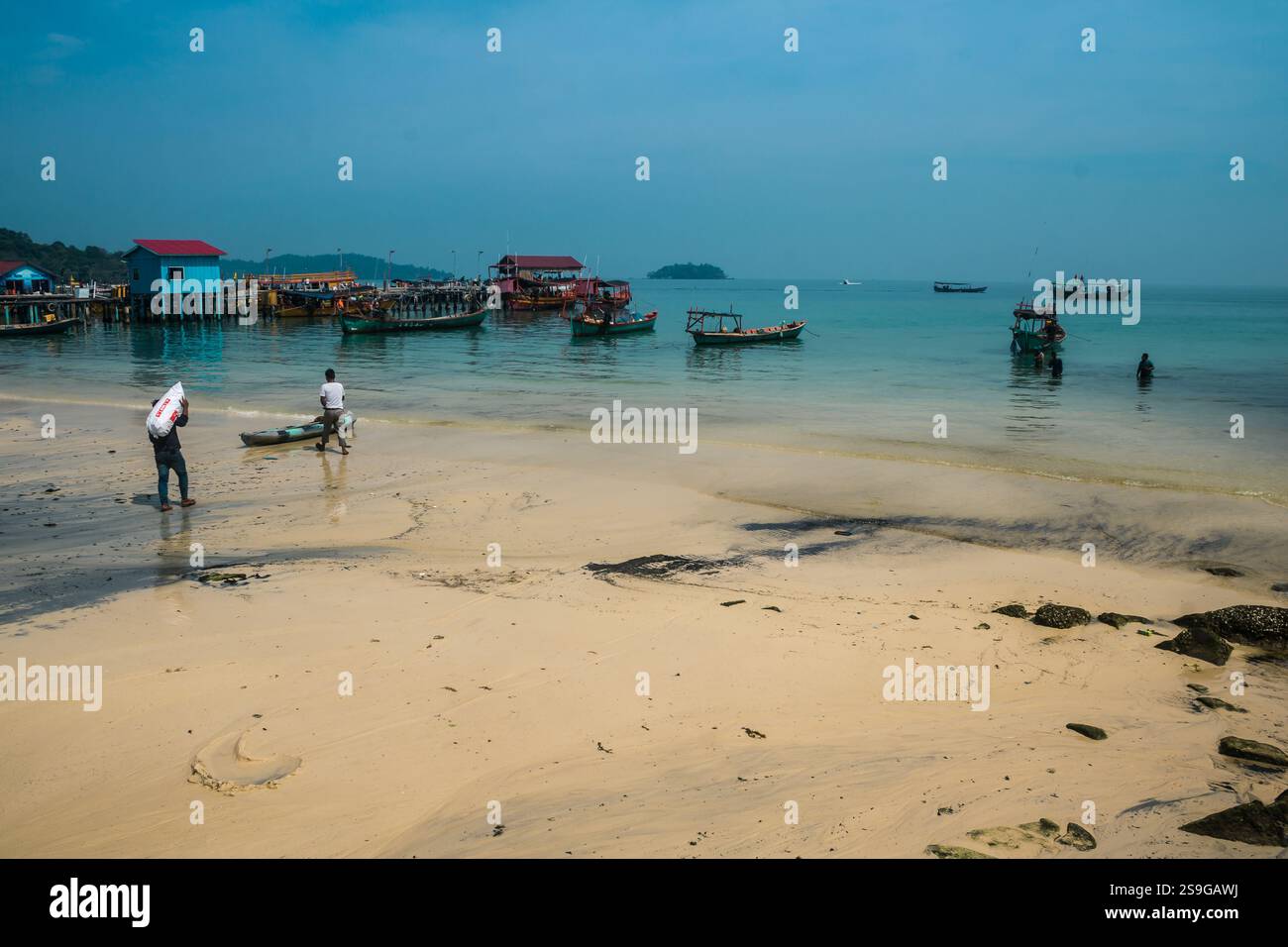 Koh Rong, Cambodia, January 24, 2025 Streets of Koh Touch, the main ...