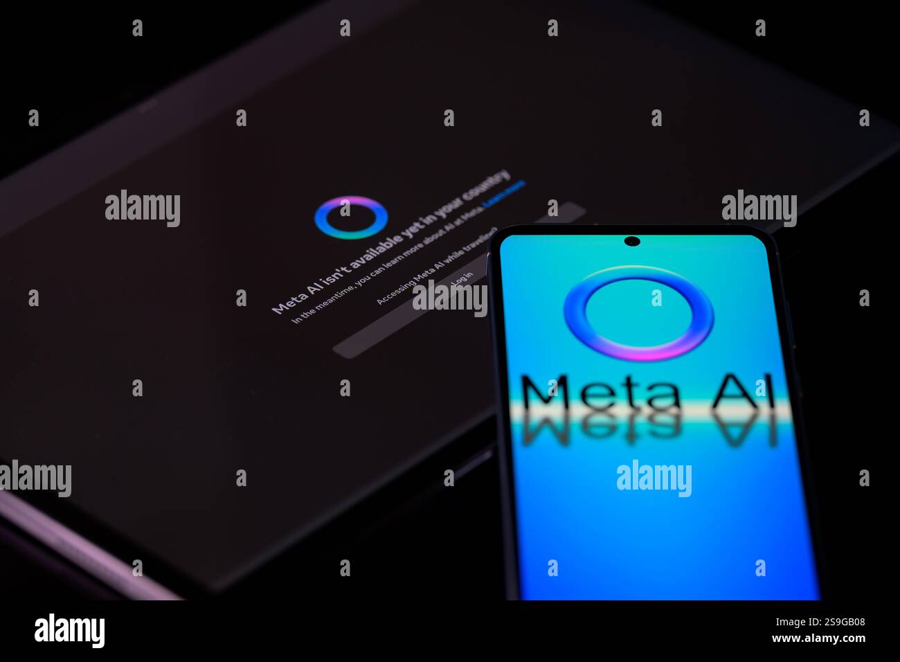 Meta AI logo is being displayed on a mobile phone with Meta AI app seen ...