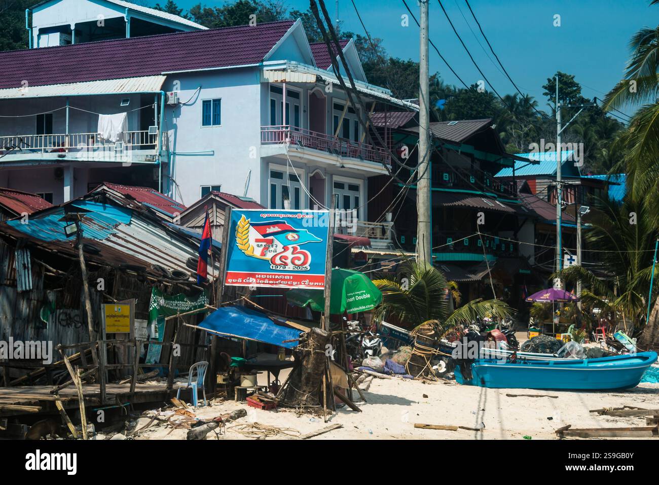 Koh Rong, Cambodia, January 24, 2025 Streets of Koh Touch, the main ...