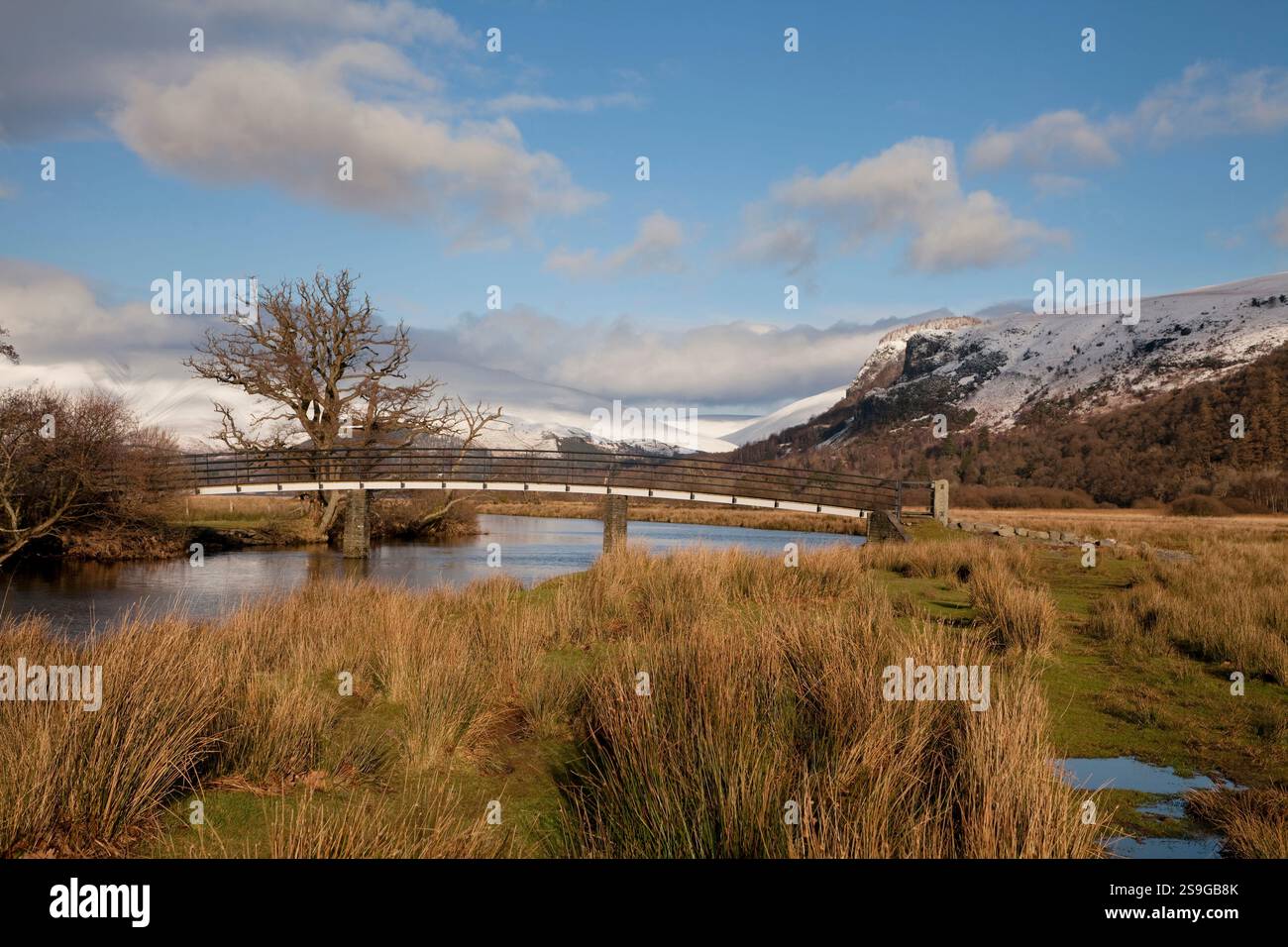 Walla Crag and Skiddaw fseen from the Chinese Bridge over the River ...