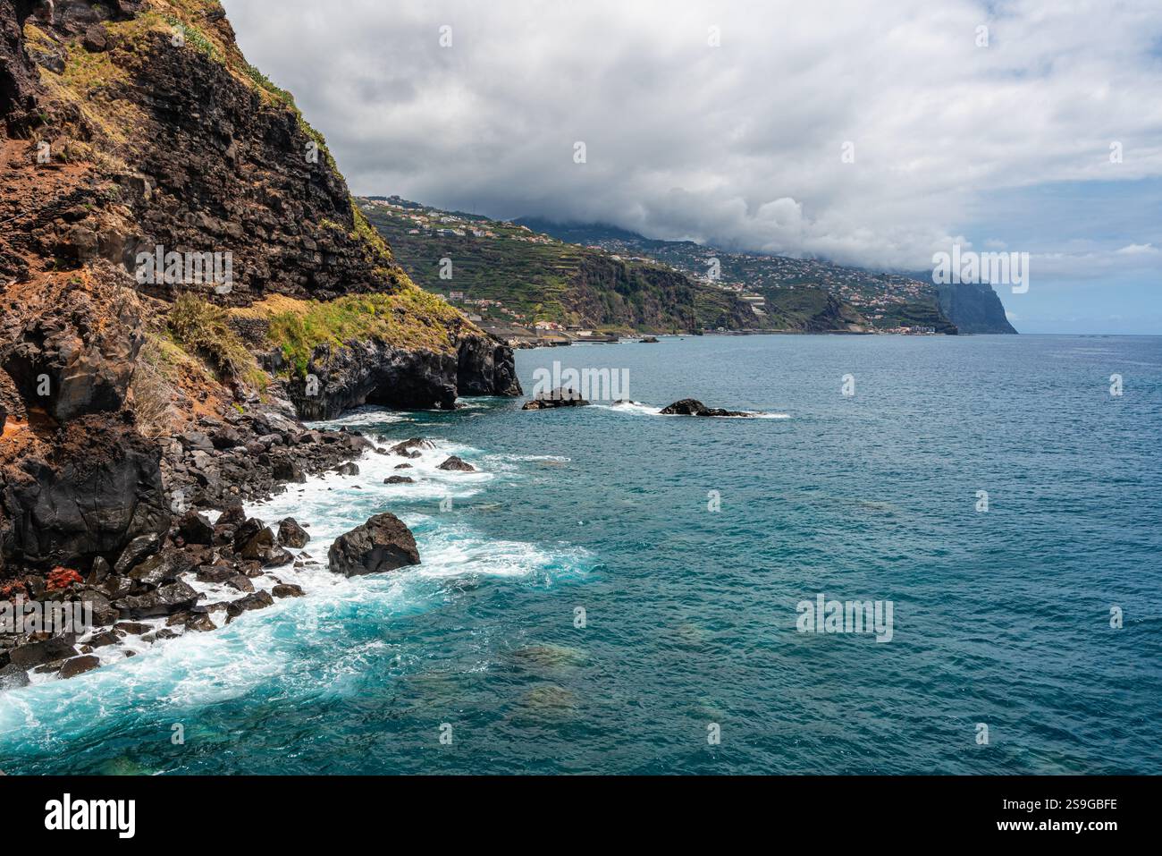 Scenic seascape at Ponta do Sol, small and beautiful village on Madeira ...