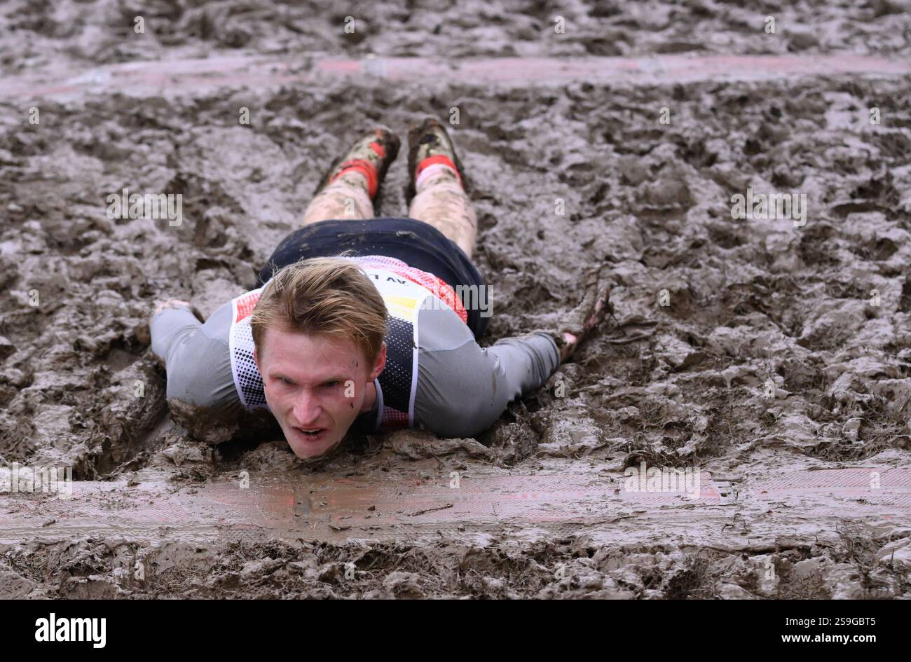 Belgian Nicolai Sake crosses the finish line at the men's race at the ...