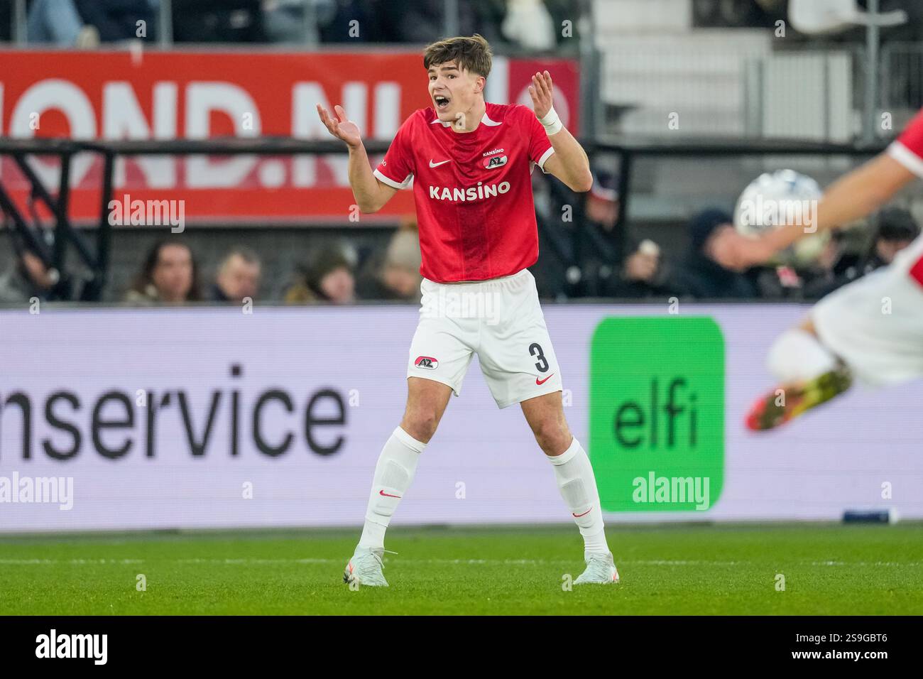 ALKMAAR, NETHERLANDS - JANUARY 26: Wouter Goes of AZ complaints during ...