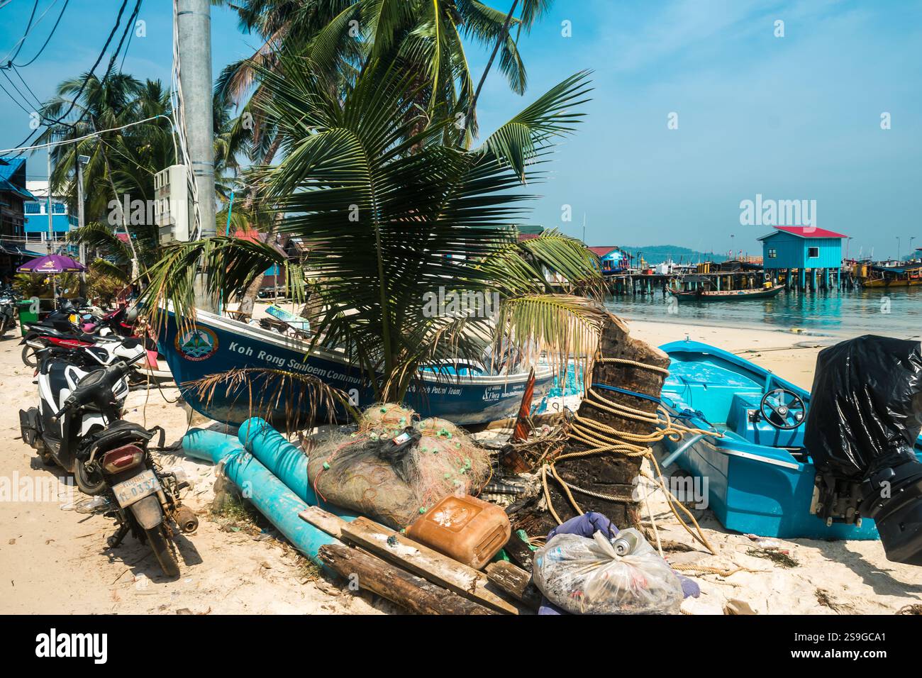 Koh Rong, Cambodia, January 24, 2025 Streets of Koh Touch, the main ...