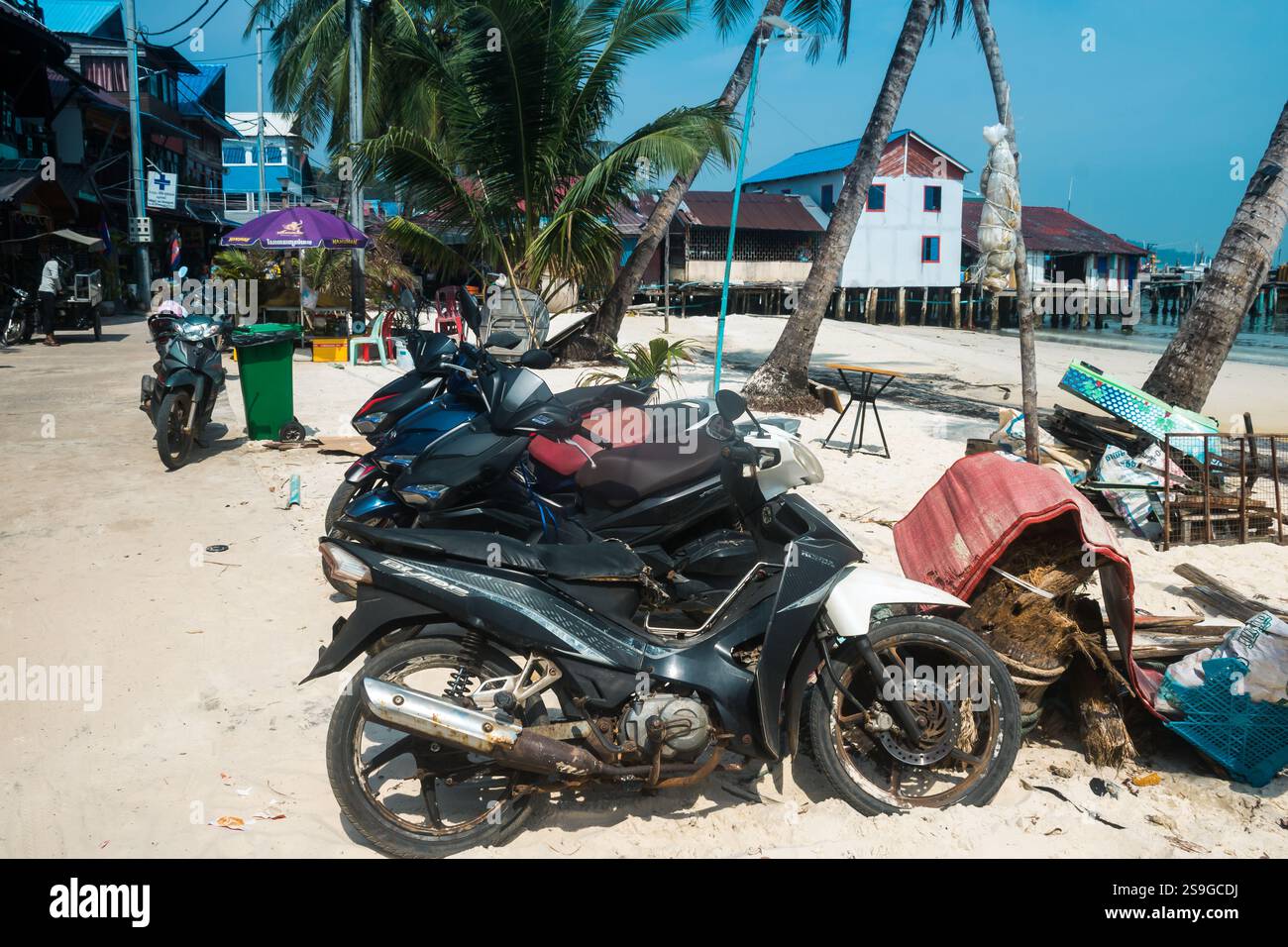 Koh Rong, Cambodia, January 24, 2025 Streets of Koh Touch, the main ...