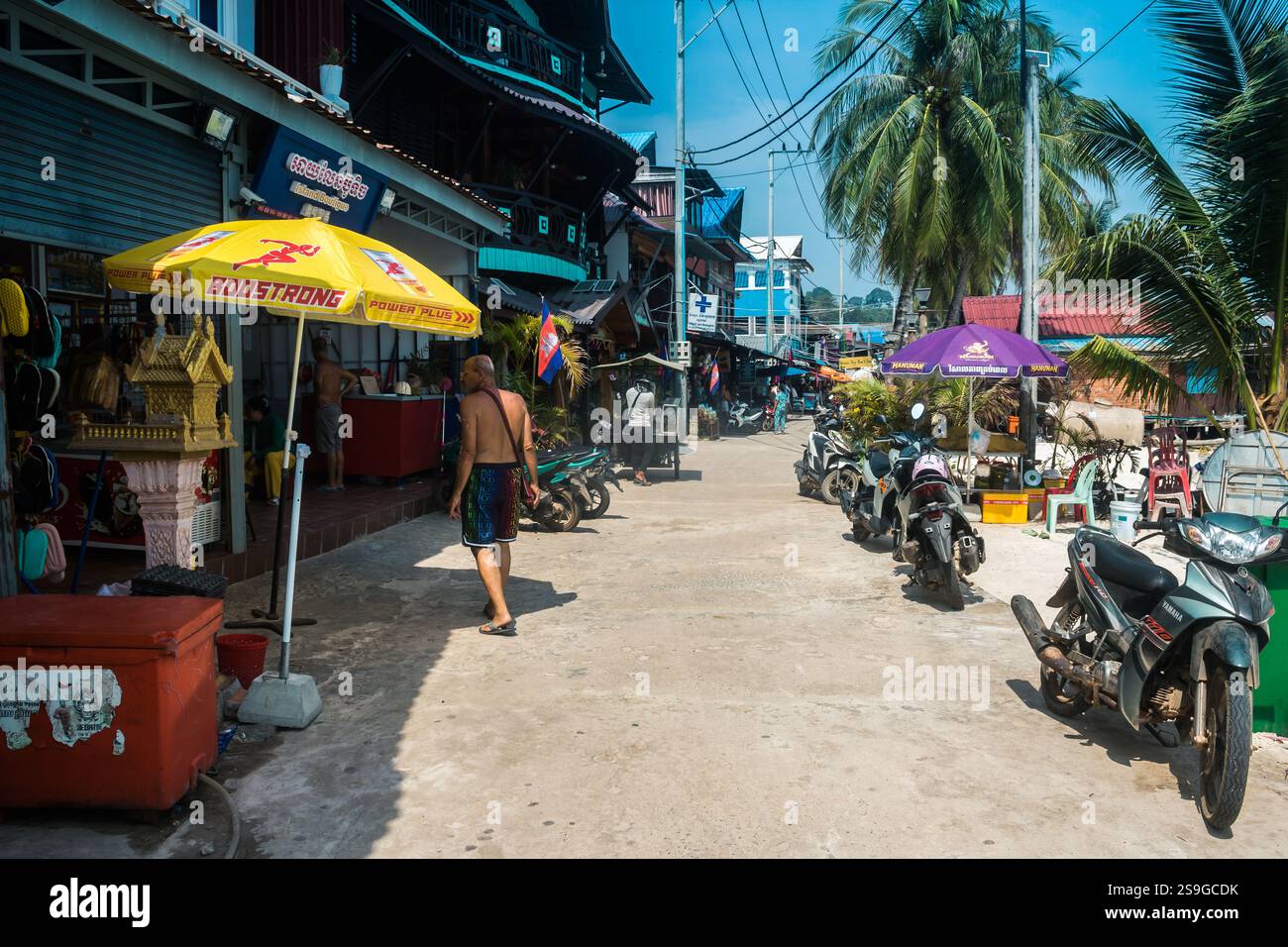 Koh Rong, Cambodia, January 24, 2025 Streets of Koh Touch, the main ...