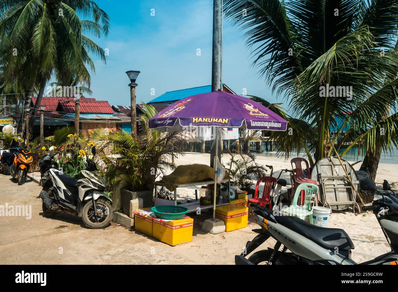 Koh Rong, Cambodia, January 24, 2025 Streets of Koh Touch, the main ...