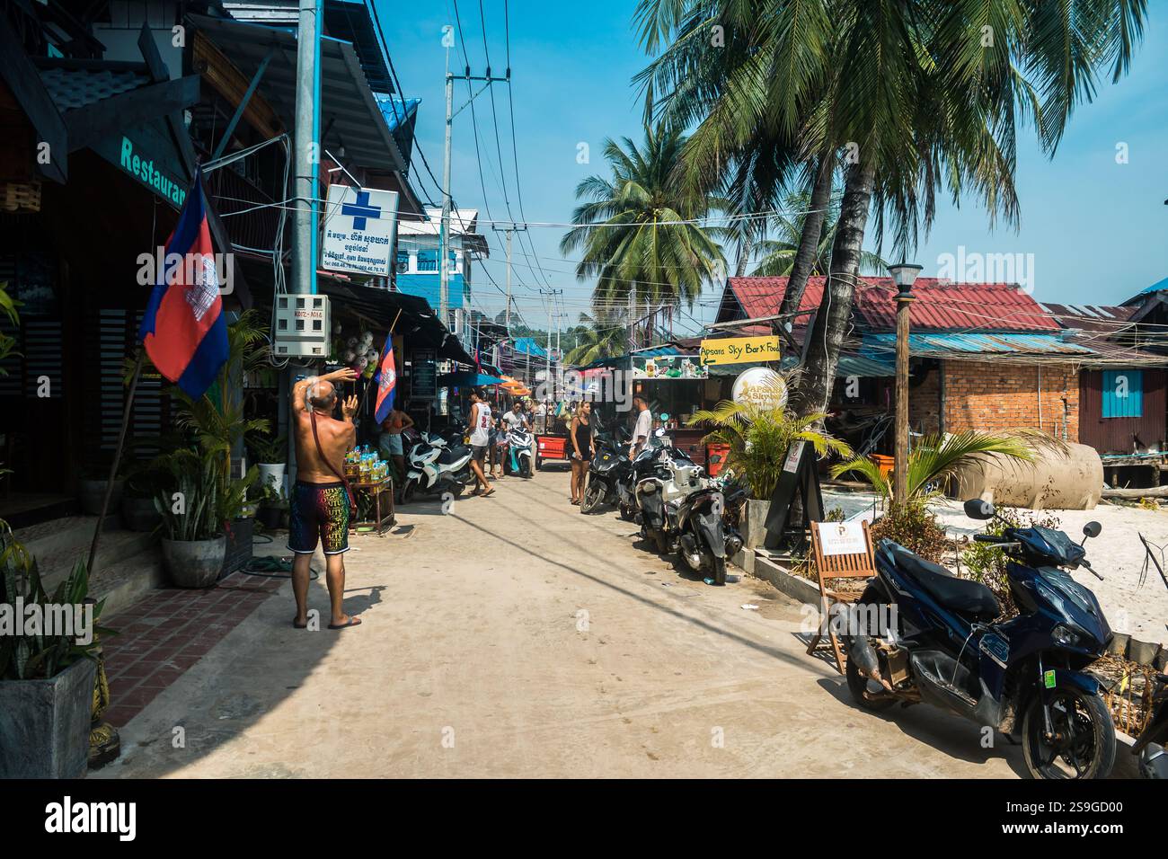 Koh Rong, Cambodia, January 24, 2025 Streets of Koh Touch, the main ...