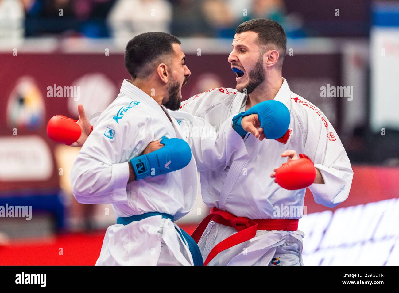 Orges Arifi (ALB) and Ali Meskini (IRI) Male Kumite -60 Kg Bronze medal ...