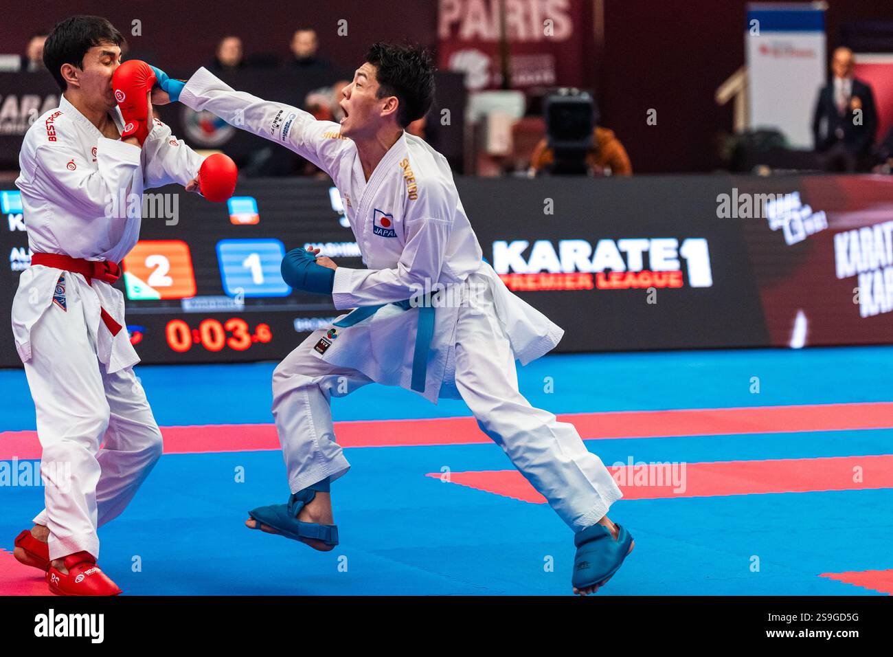 Hiromu Hashimoto (JPN) and Kaisar Alpysbay (KAZ) Male Kumite -60 Kg ...