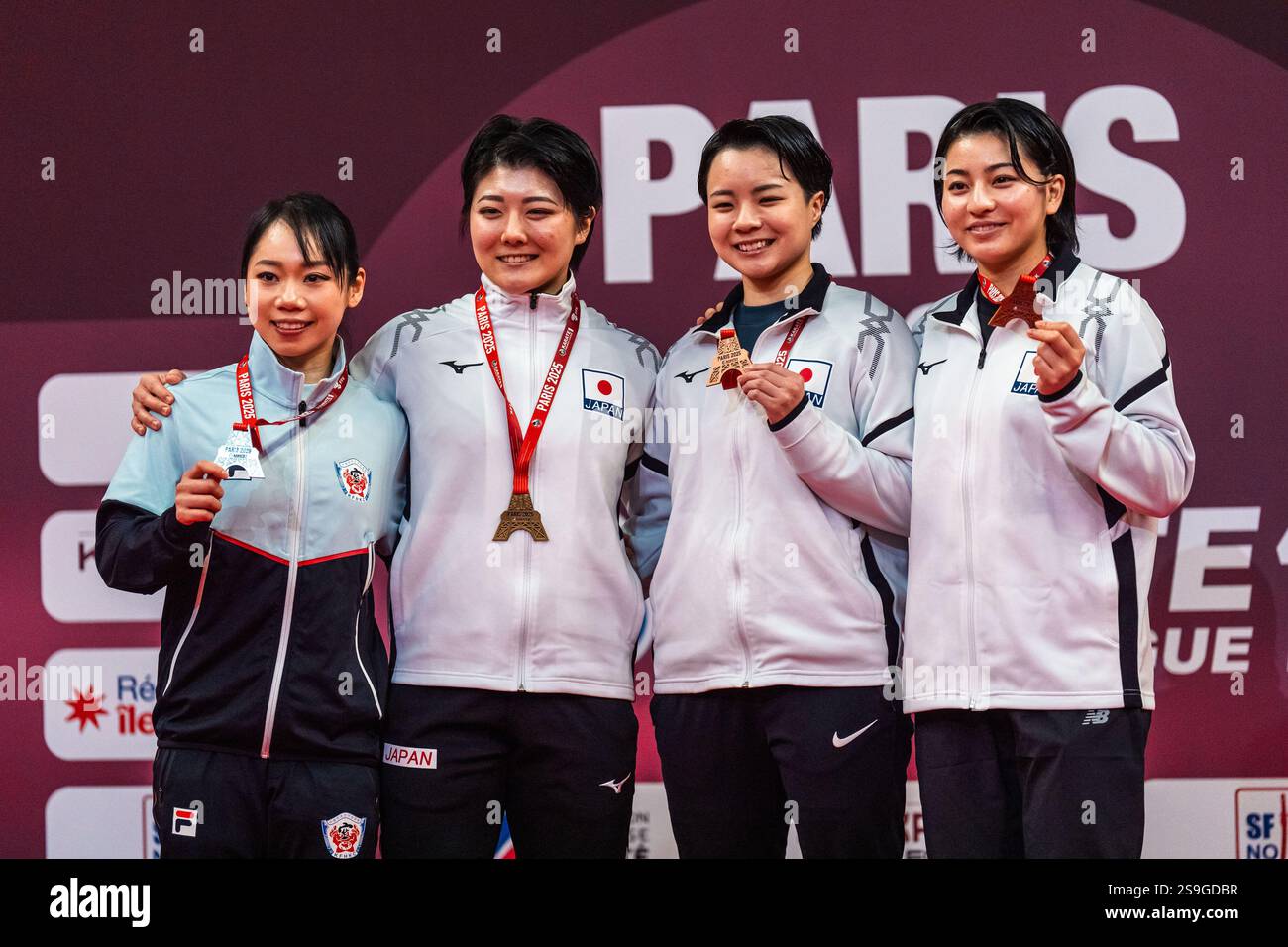 Female Kata Podium during the Paris Open Karate 2025, 2025 Karate 1 ...