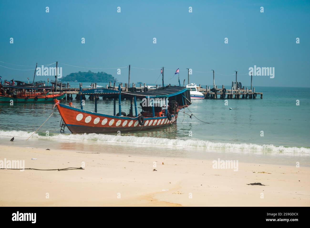 Koh Rong, Cambodia, January 24, 2025 Streets of Koh Touch, the main ...