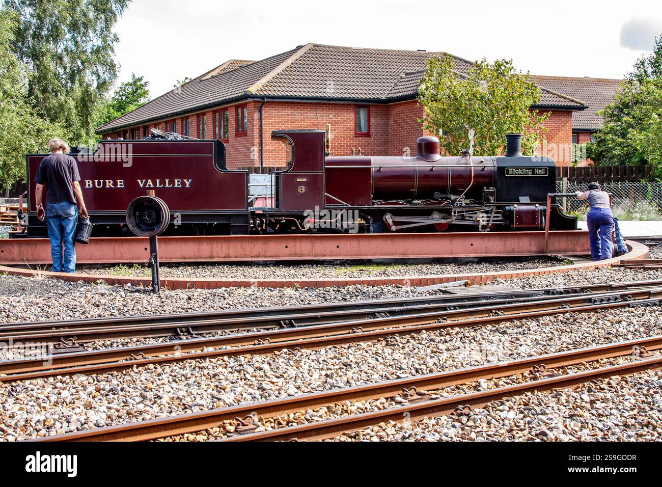 No.6 Blickling Hall narrow gauge steam locomotive on the turntable at ...