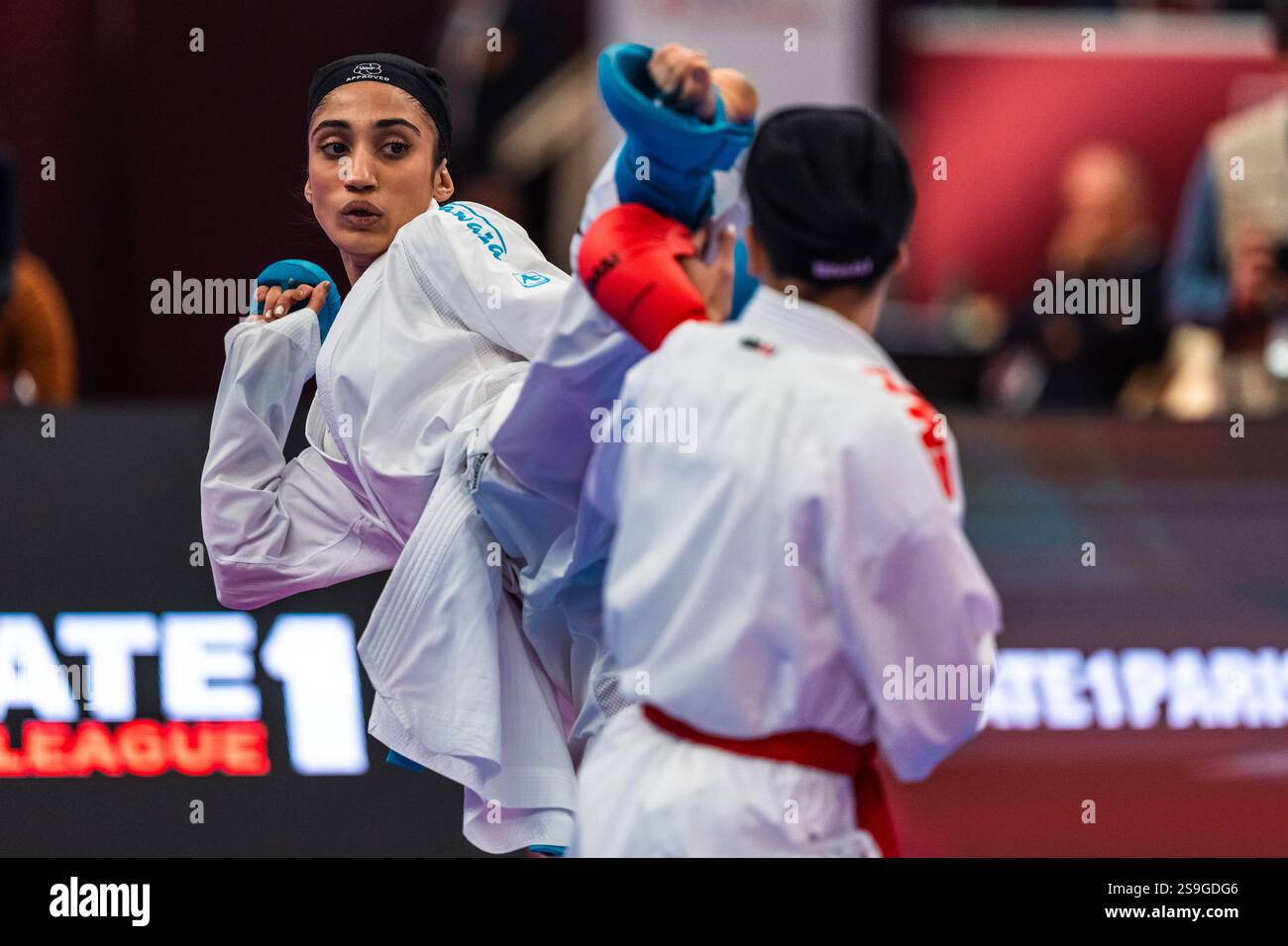 Sara Bahmanyar (IRI) and Masoumeh Mohsenian (IRI) Female Kumite -50Kg ...
