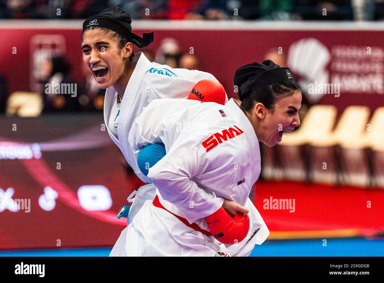 Sara Bahmanyar (IRI) and Masoumeh Mohsenian (IRI) Female Kumite -50Kg ...