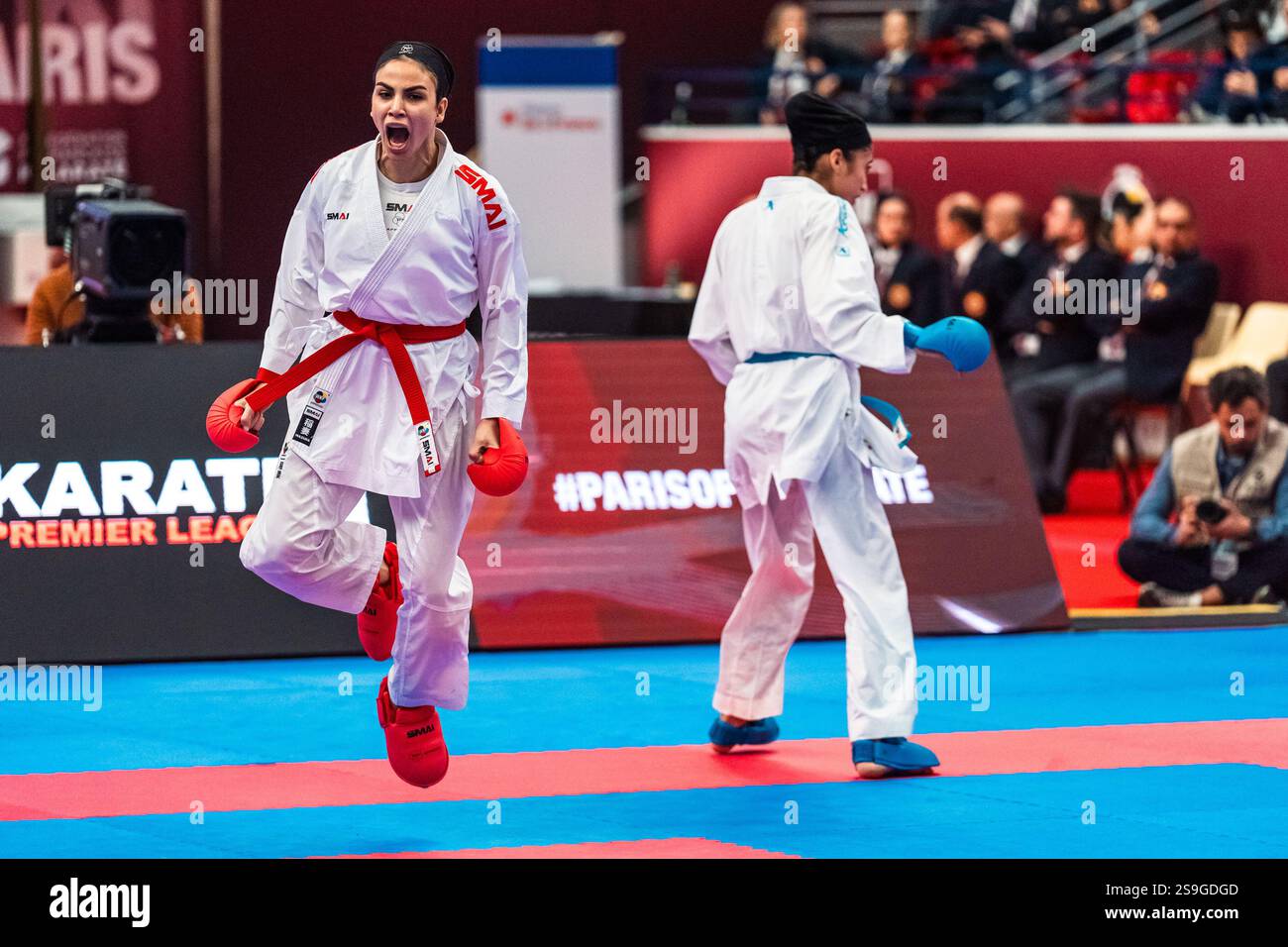 Sara Bahmanyar (IRI) and Masoumeh Mohsenian (IRI) Female Kumite -50Kg ...