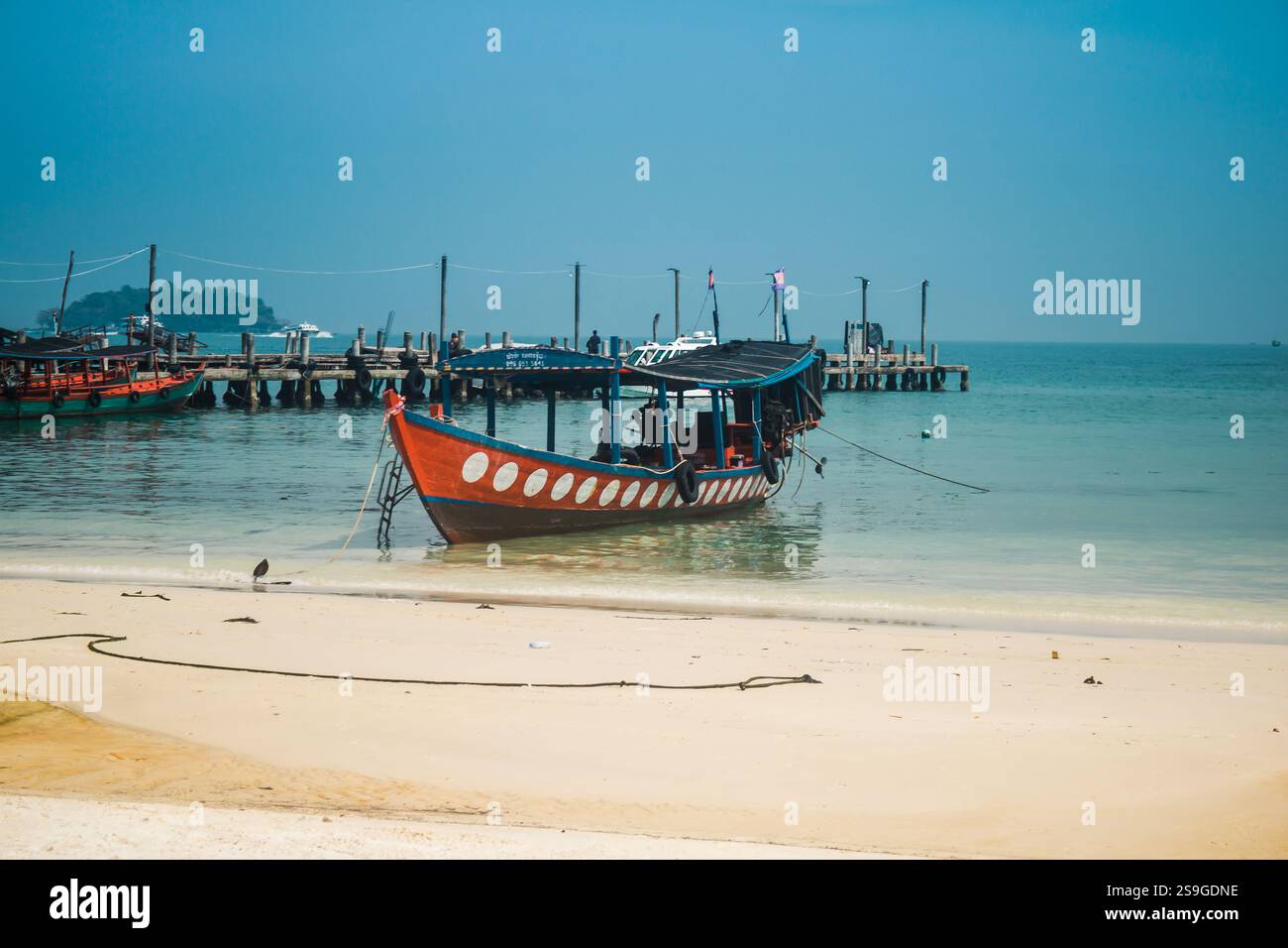 Koh Rong, Cambodia, January 24, 2025 Streets of Koh Touch, the main ...