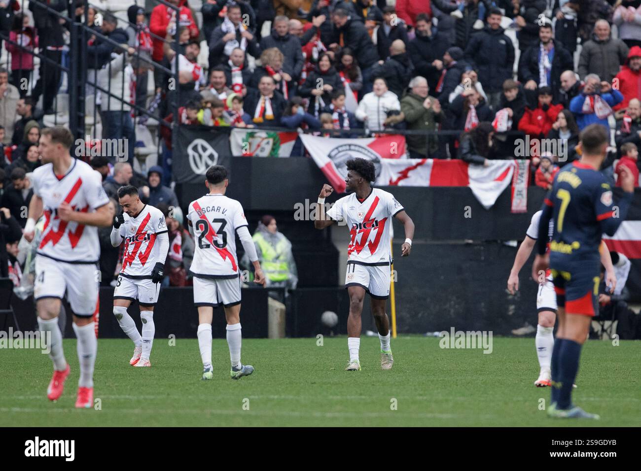 MADRID, SPAIN - January26: Randy Nteka of Rayo Vallecano celebrates a ...