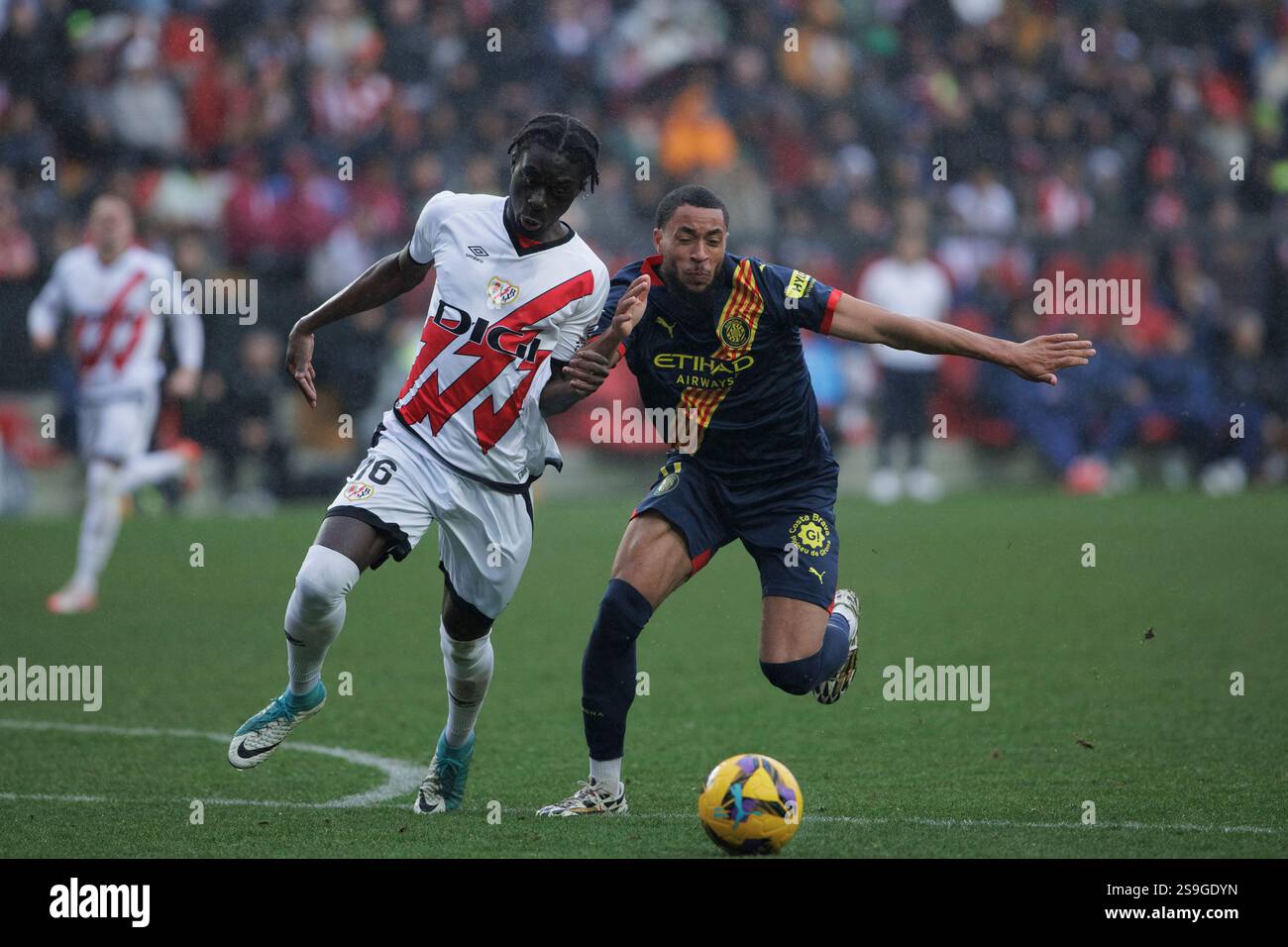 MADRID, SPAIN - January26:Abdul Mumin of Rayo Vallecano and Arnaut ...