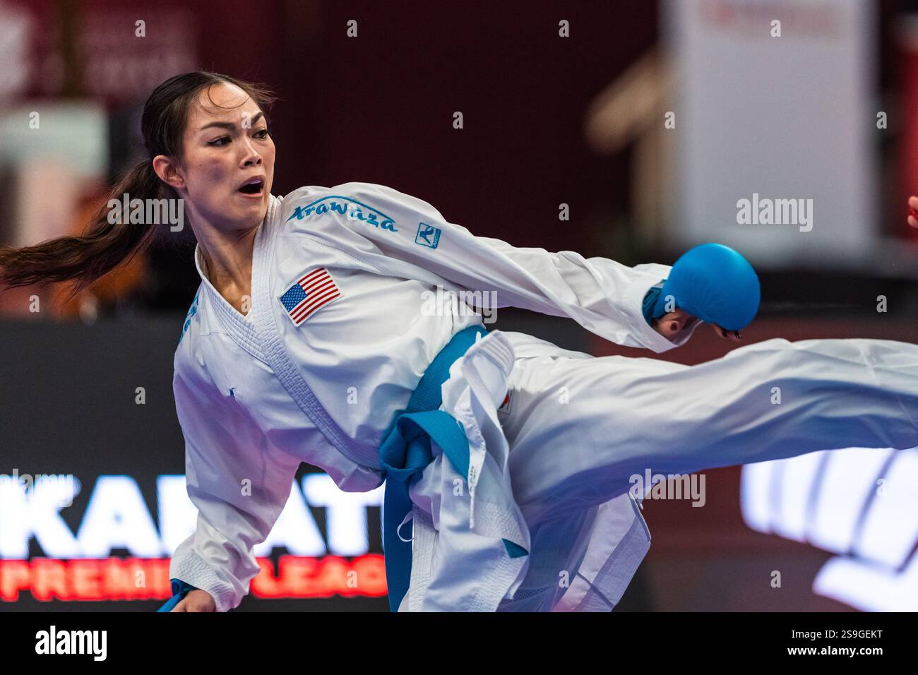 Trinity Allen (USA) Female Kumite -55Kg bronze medal match during the ...