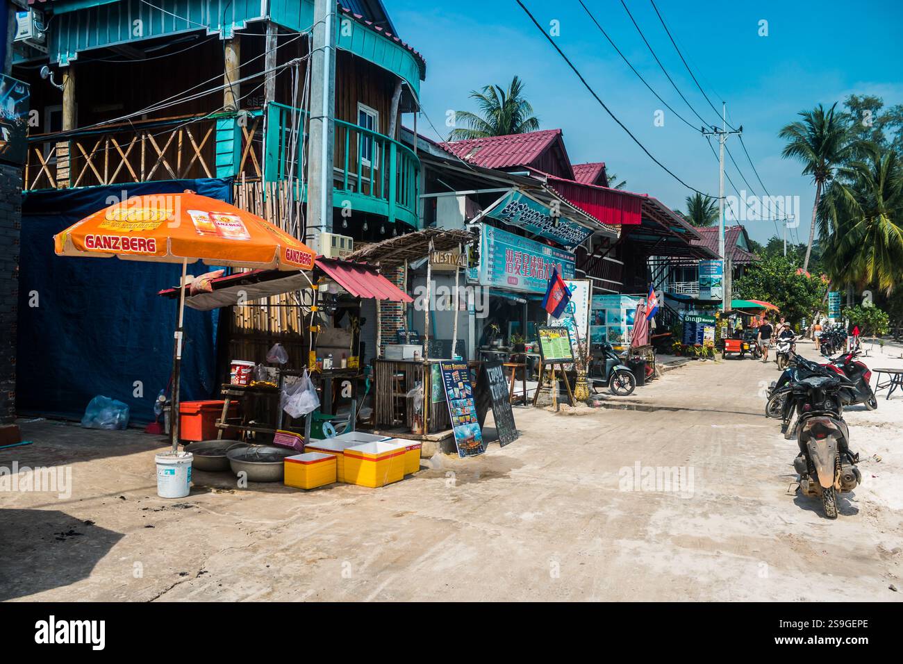 Koh Rong, Cambodia, January 24, 2025 Streets of Koh Touch, the main ...
