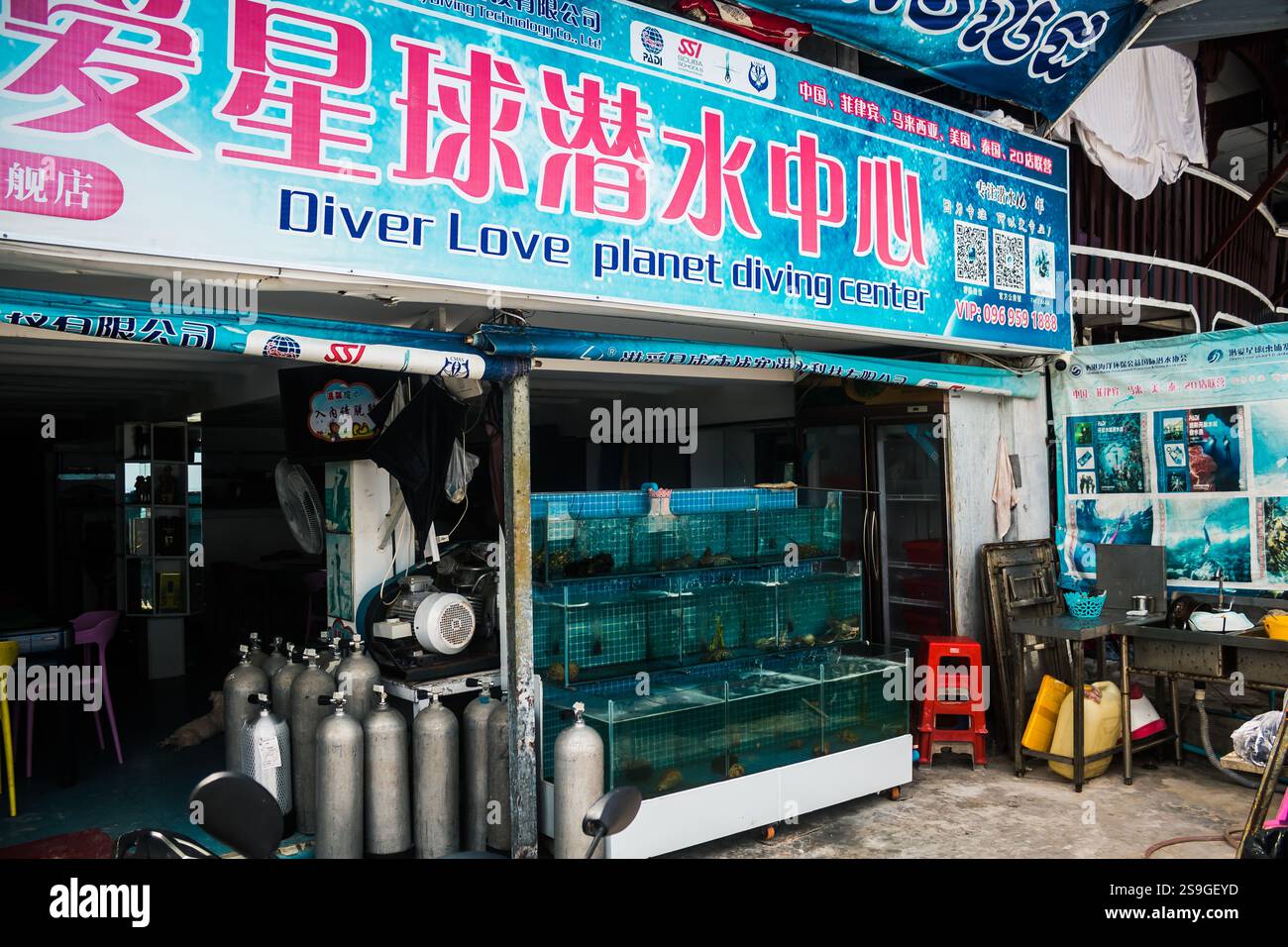 Koh Rong, Cambodia, January 24, 2025 Streets of Koh Touch, the main ...