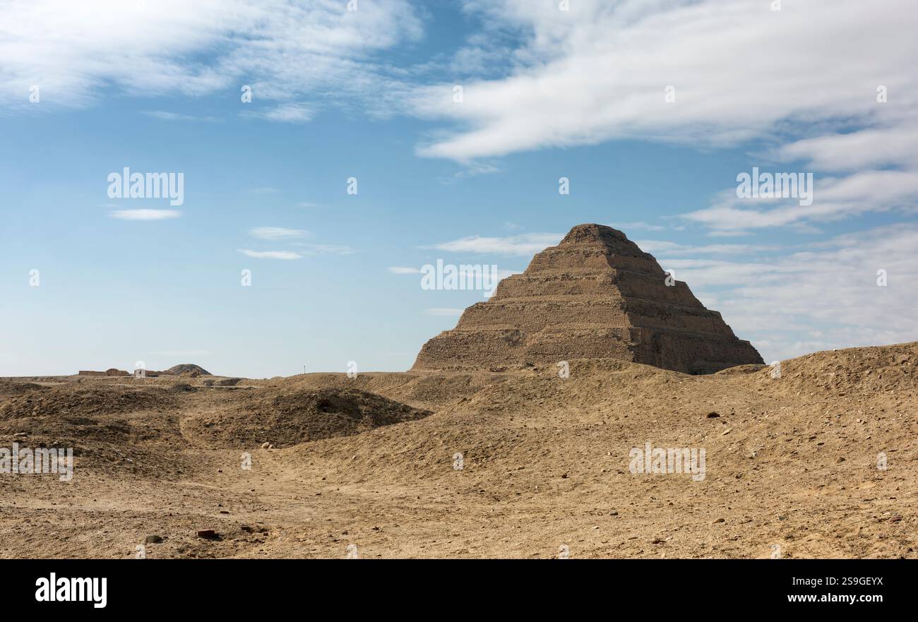Pyramid of ancient Egyptian Pharaoh Djoser in Saqqara, Egypt Stock ...