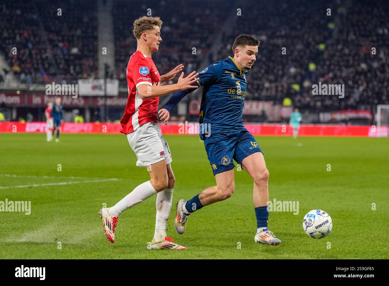 ALKMAAR, NETHERLANDS - JANUARY 26: Sven Mijnans of AZ and Camiel Neghli of Sparta Rotterdam ...