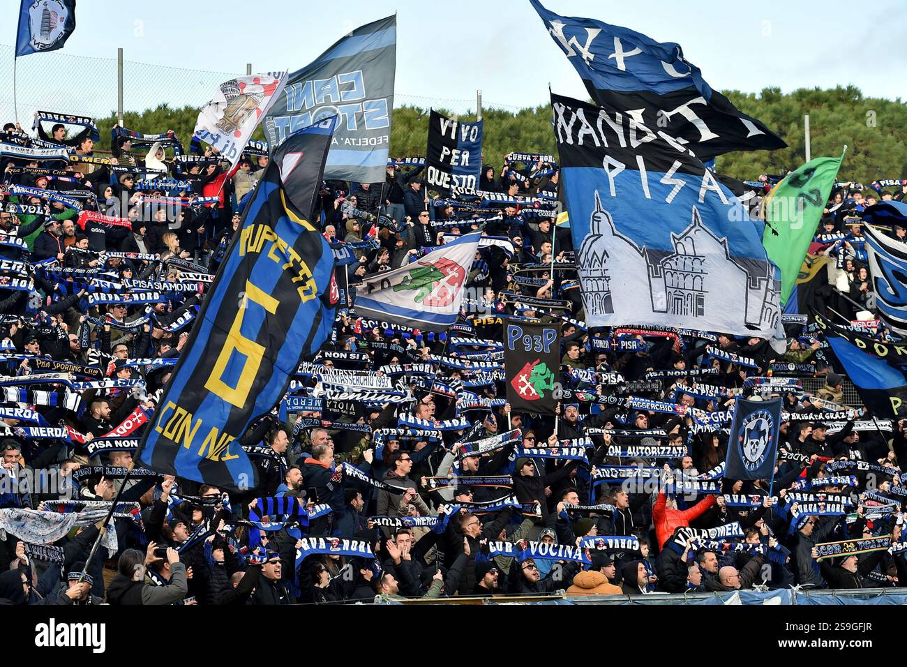 Fans of Pisa during AC Pisa vs US Salernitana, Italian soccer Serie B ...