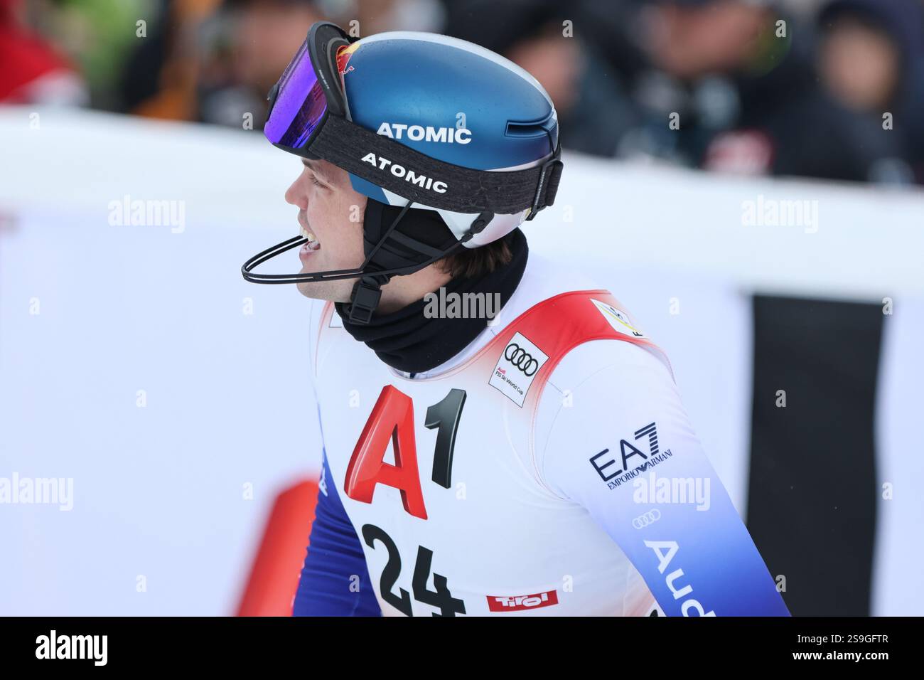 KITZBUEHEL, AUSTRIA - JANUARY 26: Alex Vinatzer of Italy during the ...