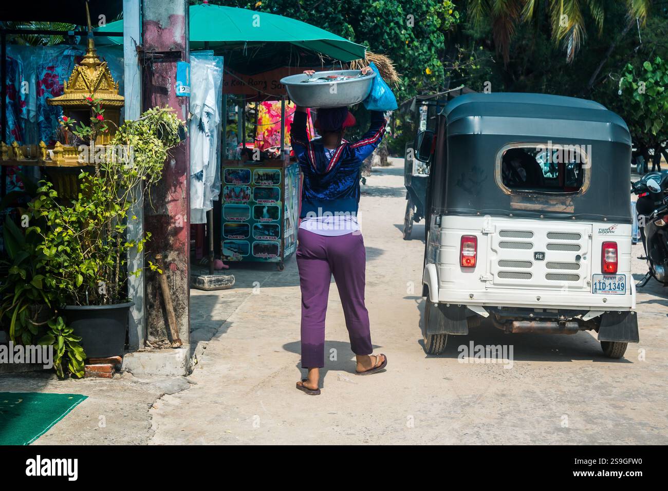Koh Rong, Cambodia, January 24, 2025 Streets of Koh Touch, the main ...