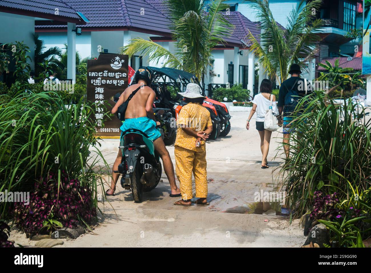 Koh Rong, Cambodia, January 24, 2025 Streets of Koh Touch, the main ...