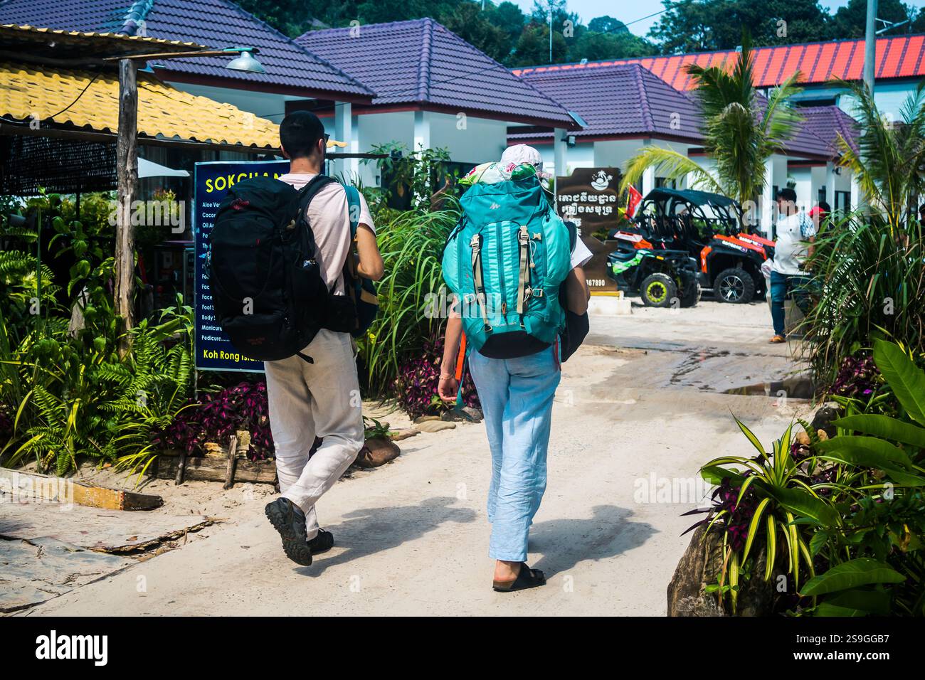 Koh Rong, Cambodia, January 24, 2025 Streets of Koh Touch, the main ...