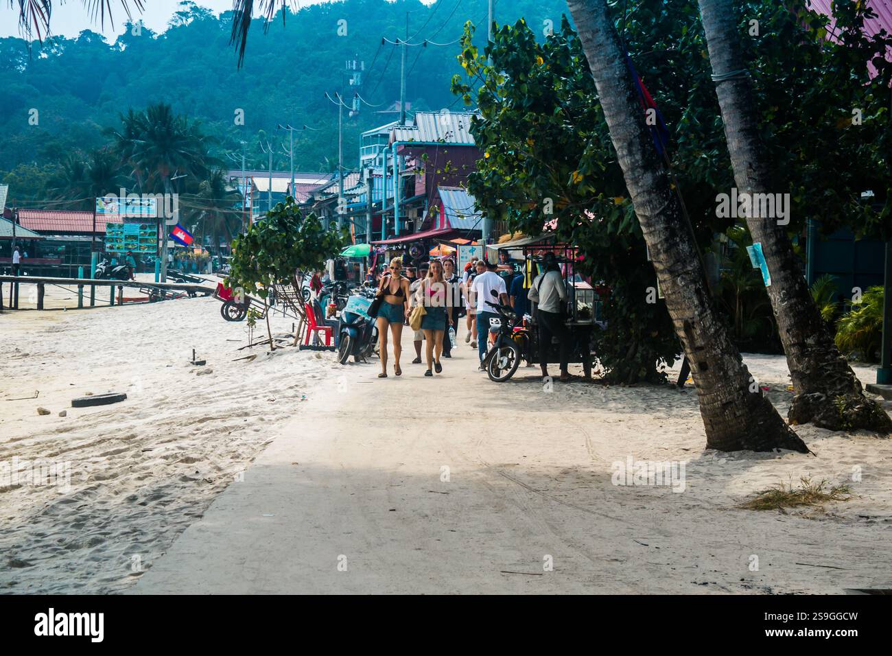 Koh Rong, Cambodia, January 24, 2025 Streets of Koh Touch, the main ...