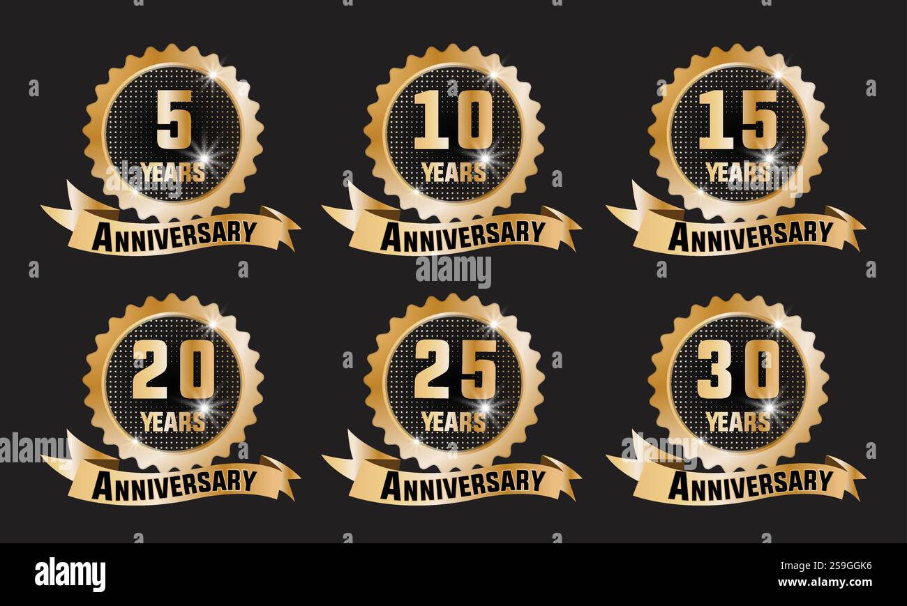Celebrating milestone anniversaries with elegant silver badges Stock ...