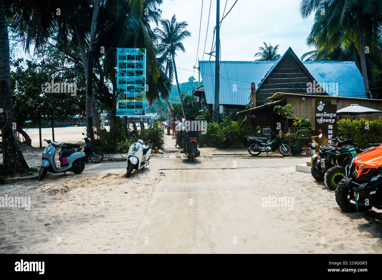 Koh Rong, Cambodia, January 24, 2025 Streets of Koh Touch, the main ...