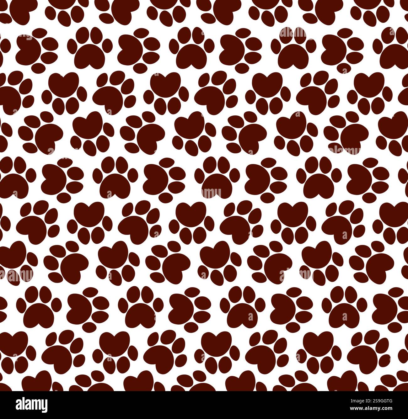 Doodle dog paw seamless pattern vector background. puppy paw track ...
