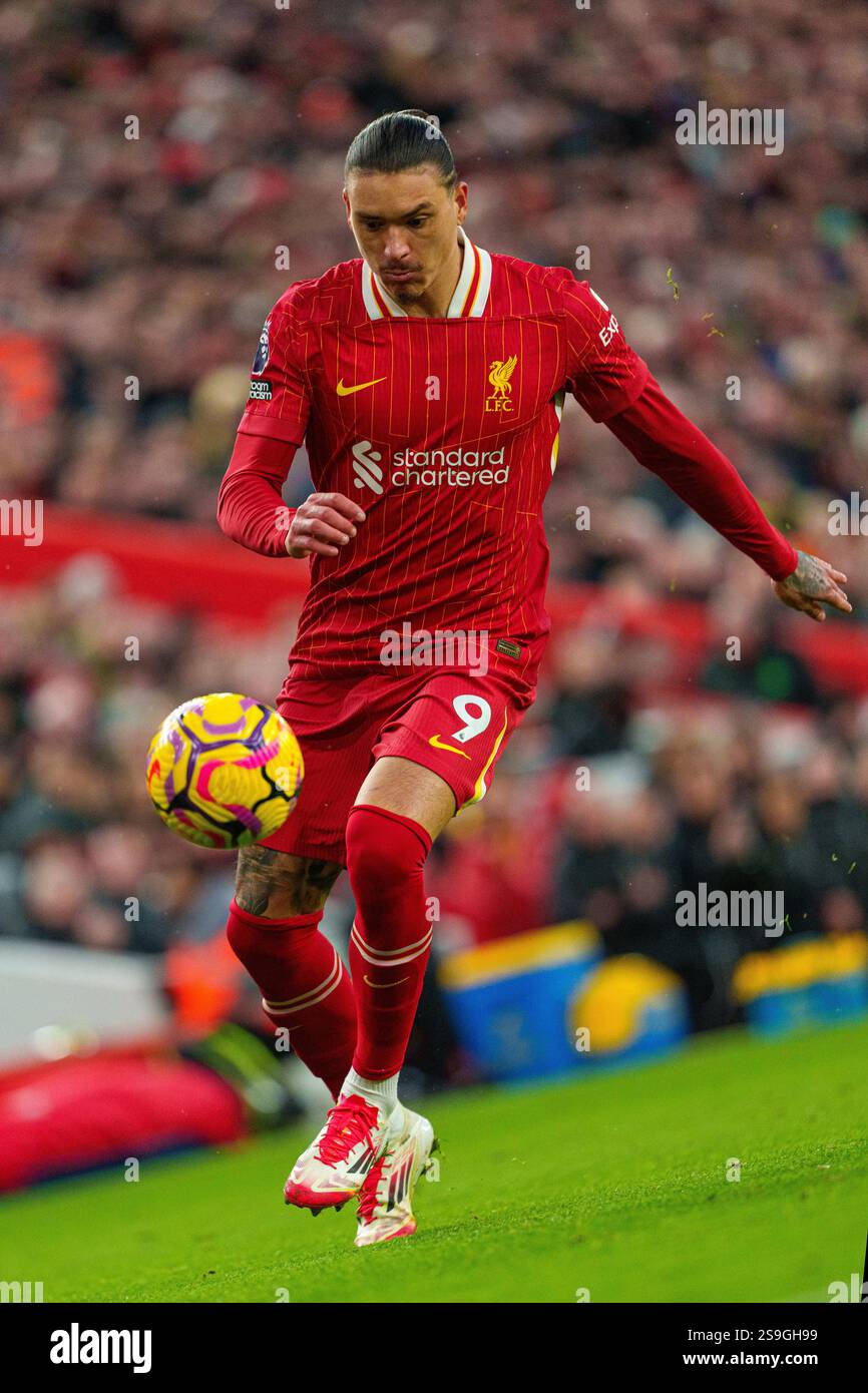 Liverpool's Darwin Nunez is seen in action during the Premier League ...