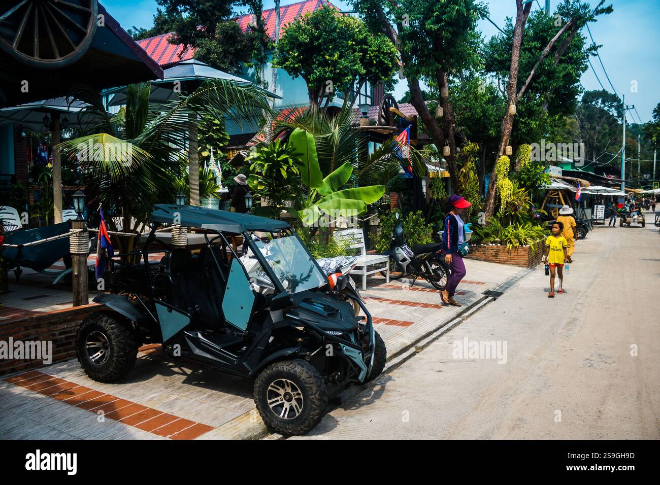 Koh Rong, Cambodia, January 24, 2025 Streets of Koh Touch, the main ...