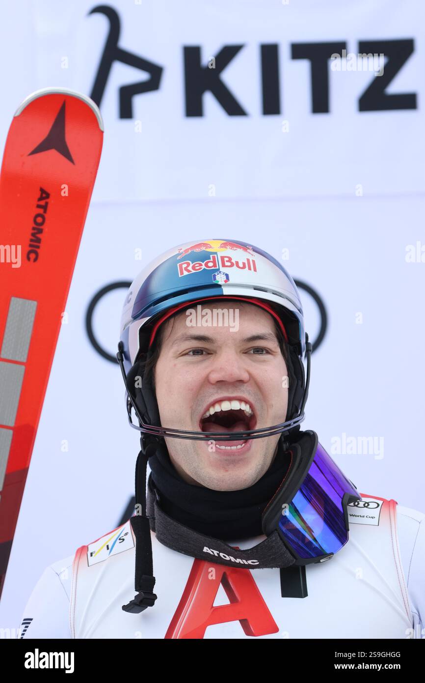 KITZBUEHEL, AUSTRIA - JANUARY 26: second place Alex Vinatzer of Italy ...