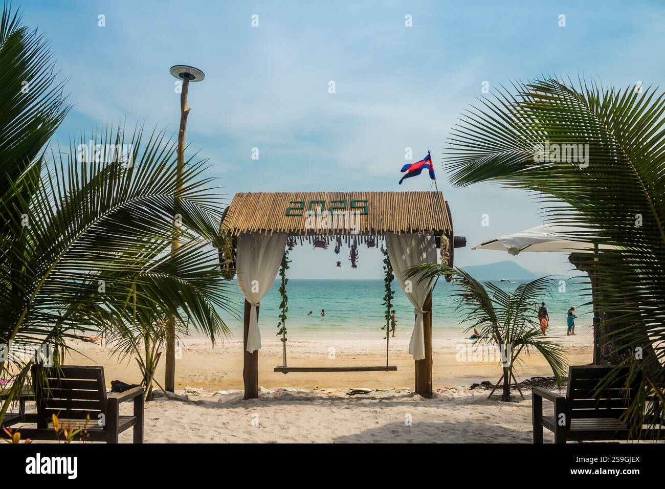 Koh Rong, Cambodia, January 24, 2025 Streets of Koh Touch, the main ...