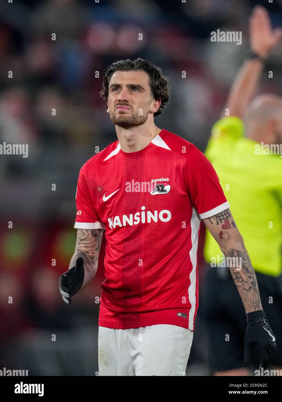 ALKMAAR, NETHERLANDS - JANUARY 26: Troy Parrott of AZ looks dejected ...
