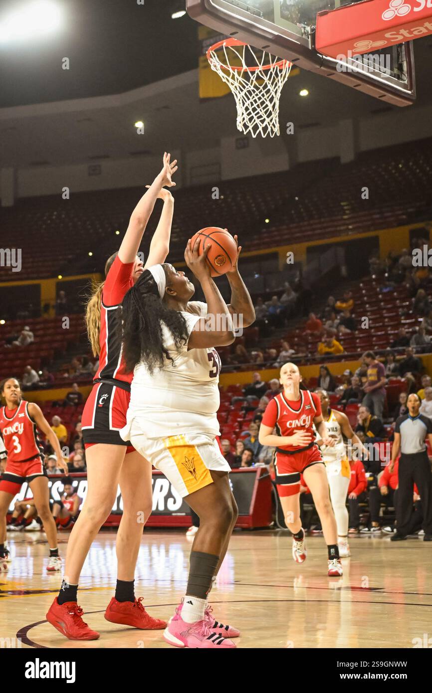 Arizona State Sun Devils center Nevaeh Parkinson (32) attempts a shot ...