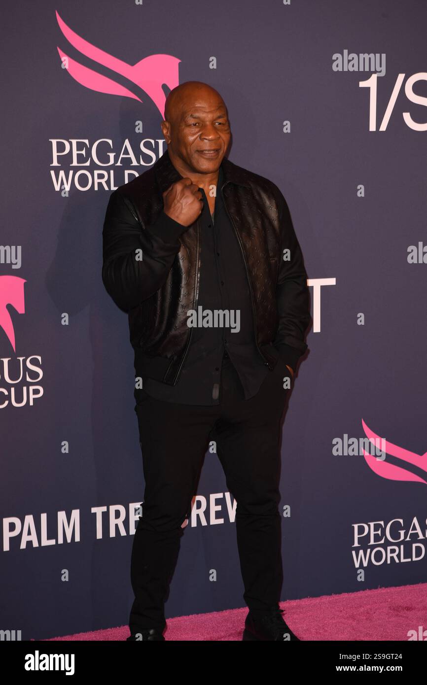 HALLANDALE, FL - JANUARY 25: Mike Tyson attends Pegasus World Cup 2025 ...