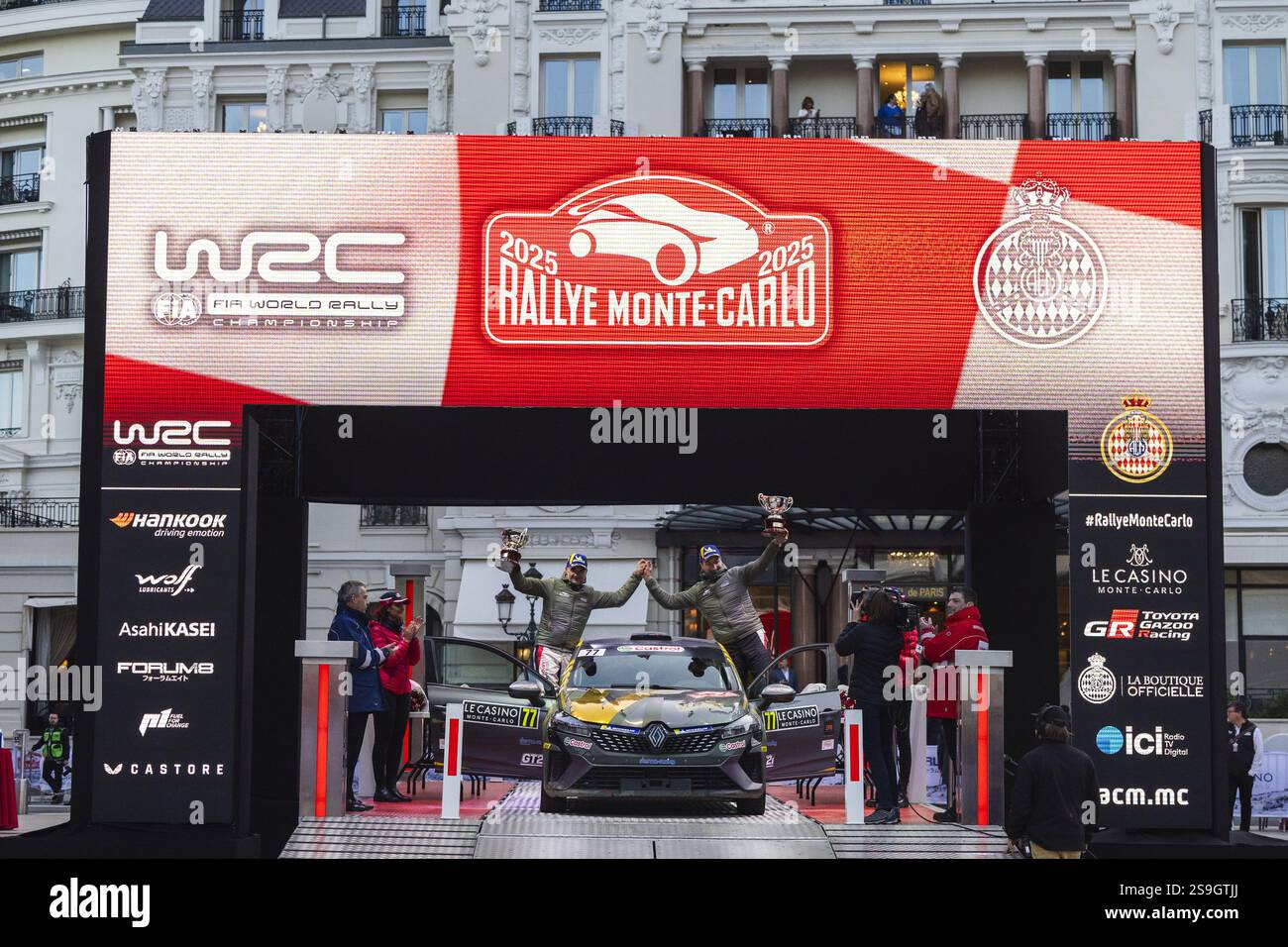 77 Julien SAUNIER, Frederic VAUCLARE, Renault Clio RS, podium, portrait during the Rallye ...