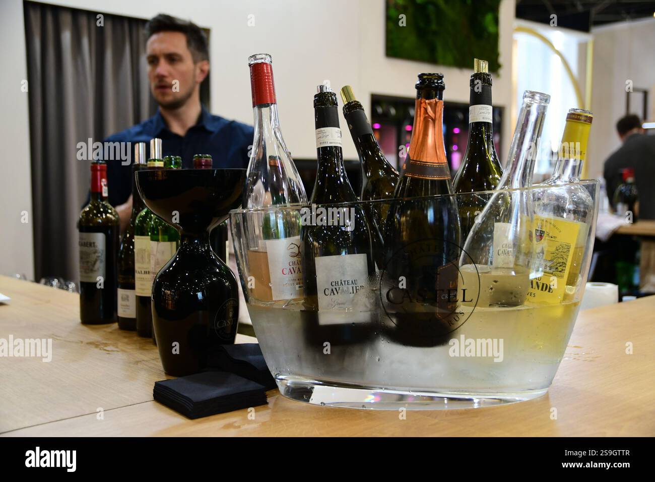 Alcohol sales booth at the Sirha international catering and hotel trade ...